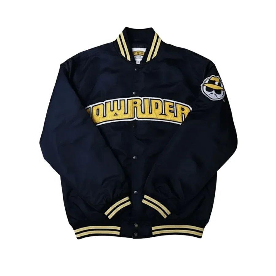 Lowrider Black Satin Varsity Jacket | Euphoria Outfits